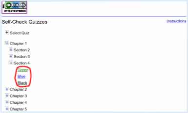 Biofilm Hypertextbook Self-Check Quizzes Instructions